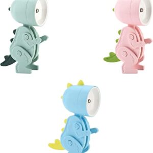 WNWNYA 3 PCS Mini LED Desk Lamp Cute Small Phone Holder, Animal Shaped Night Light Adjustable Phone Holder, Portable Reading Desk Night Light for Children Students (E-3 Colors (Dinosaur))