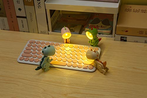 WNWNYA 3 PCS Mini LED Desk Lamp Cute Small Phone Holder, Animal Shaped Night Light Adjustable Phone Holder, Portable Reading Desk Night Light for Children Students (E-3 Colors (Dinosaur))