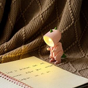 WNWNYA 3 PCS Mini LED Desk Lamp Cute Small Phone Holder, Animal Shaped Night Light Adjustable Phone Holder, Portable Reading Desk Night Light for Children Students (E-3 Colors (Dinosaur))