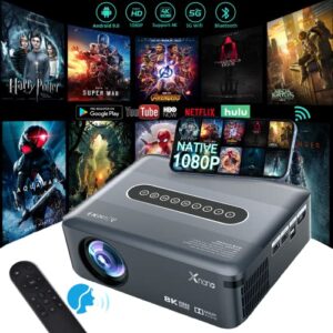 asterhome x1 projector with wifi and bluetooth, 12000l native 1080p projector, 5g movie projector for outdoor use, 200″ display&zoom,outdoor projector compatible w/ tv, ios, android