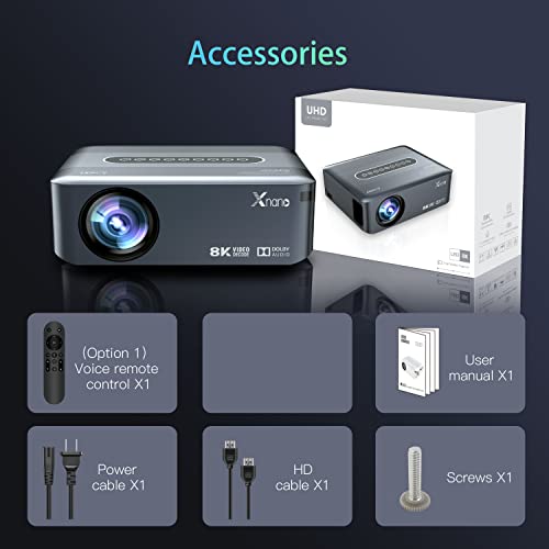 AsterHome X1 Projector with WiFi and Bluetooth, 12000L Native 1080p Projector, 5G Movie Projector for Outdoor Use, 200" Display&Zoom,Outdoor Projector Compatible W/ Tv, iOS, Android