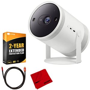 samsung the freestyle projector, up to 100″ screen, smart tv, 360 degree sound (sp-lsp3blaxza) bundle with 2yr cps protection pack and deco gear hdmi cable