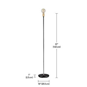 Globe Electric 12938 57" Floor Lamp, Black, Satin Finish, Exposed Gold Socket, in-Line On/Off Rocker Switch, Floor Lamp for Bedroom, Floor Lamp for Living Room, Home Improvement