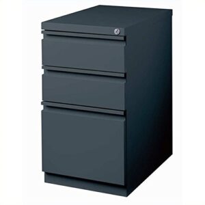 hirsh modern charcoal deep metal mobile pedestal file 3-drawer box/box