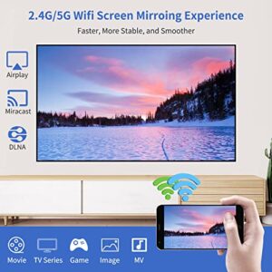 High Brigntness 5G WiFi Projector 4K Support, Outdoor Bluetooth Projector 4D/4P Keystone, 10000L Video Projectors Native 1080p for PPT Movie 250'' Display, Compatible W/TV Stick,PS5,HDMI,Smartphone