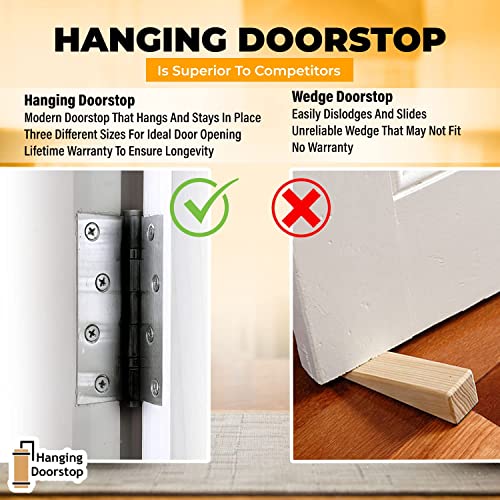 HANGING DOORSTOP Hanging Door Stopper | Open Doors at 90 Degrees | Heavy Duty, Easy to Hang On The Hinge, NO Tools Required | Perfect for Hotels, MOTELS, Movers, Home & Office (Big Brother Version)