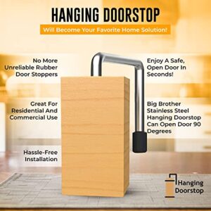 HANGING DOORSTOP Hanging Door Stopper | Open Doors at 90 Degrees | Heavy Duty, Easy to Hang On The Hinge, NO Tools Required | Perfect for Hotels, MOTELS, Movers, Home & Office (Big Brother Version)