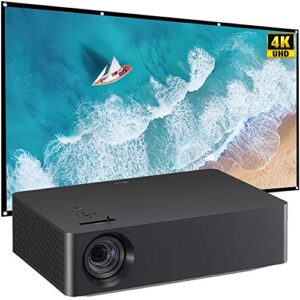 lg hu70lab 4k uhd led smart home theater projector, 140″ display, bluetooth bundle with 120″ minolta 16:9 indoor-outdoor screen