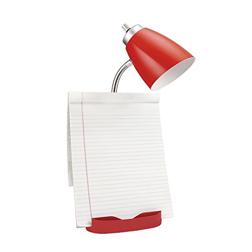 Limelights LD1056-RED iPad Tablet Stand Book, Red Gooseneck Organizer Desk Lamp with Holder and USB Port