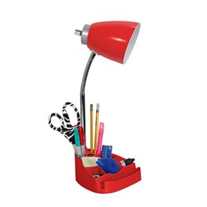 Limelights LD1056-RED iPad Tablet Stand Book, Red Gooseneck Organizer Desk Lamp with Holder and USB Port