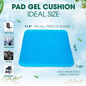 Yes4All Cooling Gel Seat Cushion for Long Sitting, 2 Silk Non-Slip Magnet Covers, Large Thick Breathable Wheelchair/Car/Office Chair Cushions, Pressure Pain Relief for Tailbone, Back, Hip.