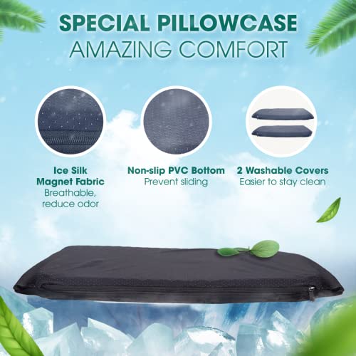 Yes4All Cooling Gel Seat Cushion for Long Sitting, 2 Silk Non-Slip Magnet Covers, Large Thick Breathable Wheelchair/Car/Office Chair Cushions, Pressure Pain Relief for Tailbone, Back, Hip.