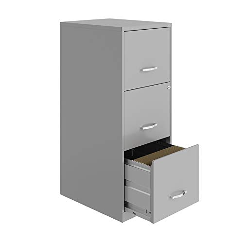 Scranton & Co 3 Drawer Metal Vertical File Cabinet with Lock Arctic Silver