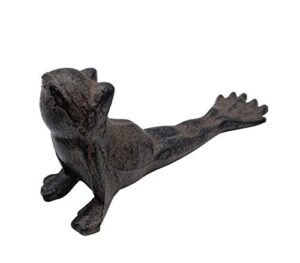 comfy hour 3.5″ cast iron yoga frog door stopper, brown, antique & vintage collection