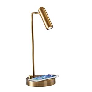 adesso 3162-21 kaye led desk lamp wireless charging, 7w led, 5w qi, usb port, indoor lighting lamps