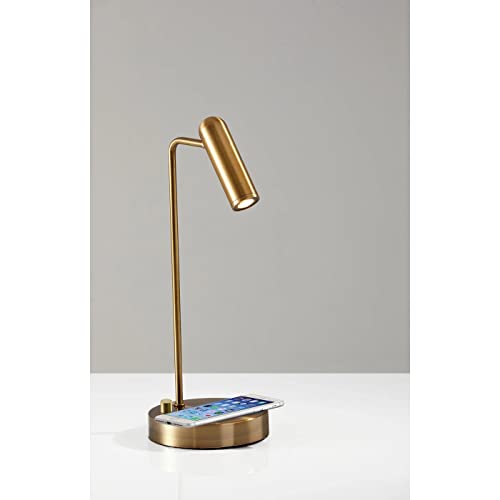 Adesso 3162-21 Kaye LED Desk Lamp Wireless Charging, 7W LED, 5W QI, USB Port, Indoor Lighting Lamps