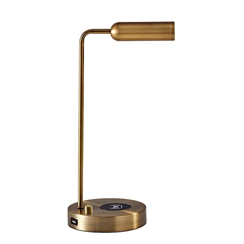 Adesso 3162-21 Kaye LED Desk Lamp Wireless Charging, 7W LED, 5W QI, USB Port, Indoor Lighting Lamps