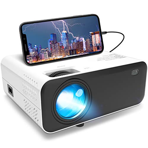 Mini Movie Projector Supported 1080P - Portable Full HD Projector Native 720P with 5500 Lumens LED Lamp,Compatible with HDMI,VGA,USB,AV,Laptop,Smartphone