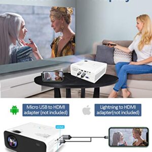 Mini Movie Projector Supported 1080P - Portable Full HD Projector Native 720P with 5500 Lumens LED Lamp,Compatible with HDMI,VGA,USB,AV,Laptop,Smartphone