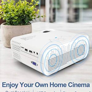 Mini Movie Projector Supported 1080P - Portable Full HD Projector Native 720P with 5500 Lumens LED Lamp,Compatible with HDMI,VGA,USB,AV,Laptop,Smartphone