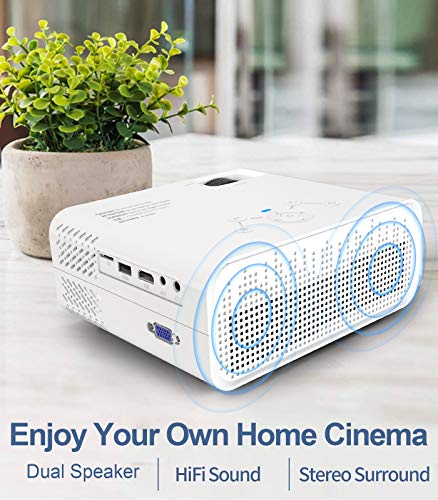 Mini Movie Projector Supported 1080P - Portable Full HD Projector Native 720P with 5500 Lumens LED Lamp,Compatible with HDMI,VGA,USB,AV,Laptop,Smartphone