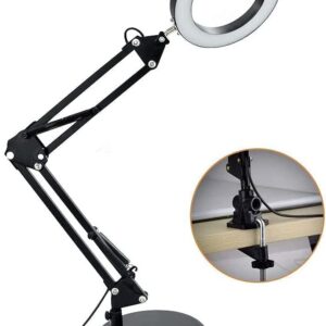 DLLT Dimmable Swing Arm Desk Lamp with Clamp, 68 LED Flexible Architect Work Lamp, 3 Colors 10 Brightness, Adjustable Desk Lamp, Multi-Joint Table Lamp for Study, Office, Computer, Art, Work Lighting