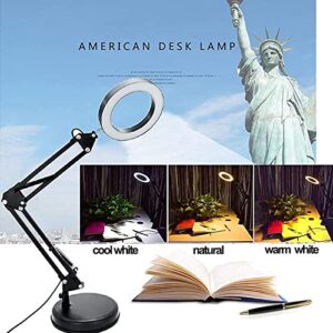 DLLT Dimmable Swing Arm Desk Lamp with Clamp, 68 LED Flexible Architect Work Lamp, 3 Colors 10 Brightness, Adjustable Desk Lamp, Multi-Joint Table Lamp for Study, Office, Computer, Art, Work Lighting