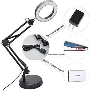 DLLT Dimmable Swing Arm Desk Lamp with Clamp, 68 LED Flexible Architect Work Lamp, 3 Colors 10 Brightness, Adjustable Desk Lamp, Multi-Joint Table Lamp for Study, Office, Computer, Art, Work Lighting