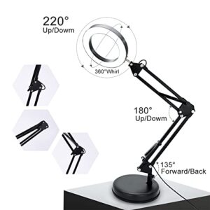 DLLT Dimmable Swing Arm Desk Lamp with Clamp, 68 LED Flexible Architect Work Lamp, 3 Colors 10 Brightness, Adjustable Desk Lamp, Multi-Joint Table Lamp for Study, Office, Computer, Art, Work Lighting