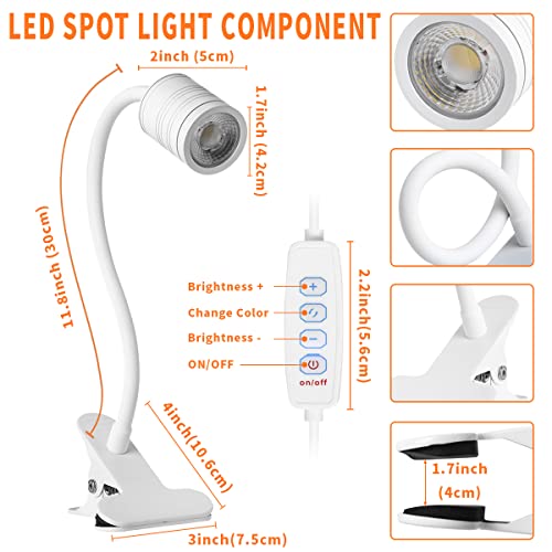 EAGLOD LED 3 Brightness Clamp Light，Portable Clip Light LED Lamp, USB Plug Clip on Desk Lamp ,360°Flexible Gooseneck Night Reading Light,Desk/Table Bedside Headboard,Nail Art ,Tattoo Lamp,