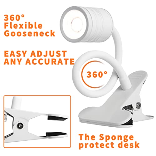 EAGLOD LED 3 Brightness Clamp Light，Portable Clip Light LED Lamp, USB Plug Clip on Desk Lamp ,360°Flexible Gooseneck Night Reading Light,Desk/Table Bedside Headboard,Nail Art ,Tattoo Lamp,