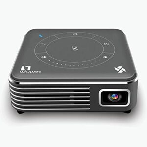 sentrym l1 ultra mini 3d portable projector, android 9.0, bluetooth 5.0, dual band wi-fi, 16gb, 2gb ram, 2 hour battery life, touch navigation, auto keystone, 0.4lb (free tripod stand included!)