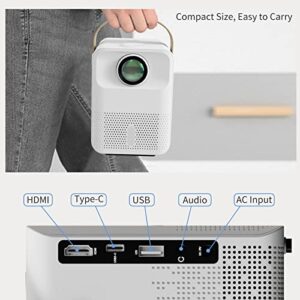 Mini Portable Projector with 5G WiFi & Bluetooth, Android 10.0 OS Home Video Projector 1080P Supported 150” Display & Zoom 5000 LED Lumen Outdoor Movie Compatible with Tablet/Phone/PC/TV Stick/PS5