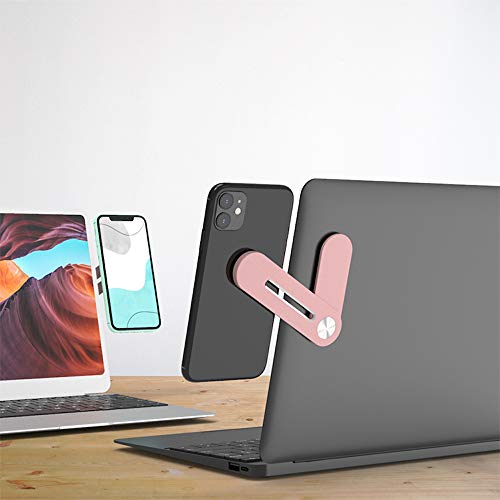 Aporia - Magnetic Cellphone Mount for Laptop, Foldable Monitor Side Phone Holder Attach to Computer Monitor for Smart Phones (Rose Gold)