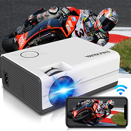 ENUOSUMA WiFi Projector for Outdoor Movies - 2022 Upgraded Portable Home Video Projector with Synchronize Smartphone Screen, Mini Projector Support 1080P, Compatible with iOS/Android/HDMI/USB/AV