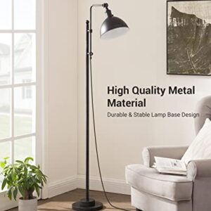 EDISHINE Industrial Floor Lamp, Adjustable Height & Head with Rotary Switch, Rustic Reading Lamp in Aged Black Finish, 65IN Farmhouse Standing Tall Metal Lamp for Living Room, Bedroom, Office