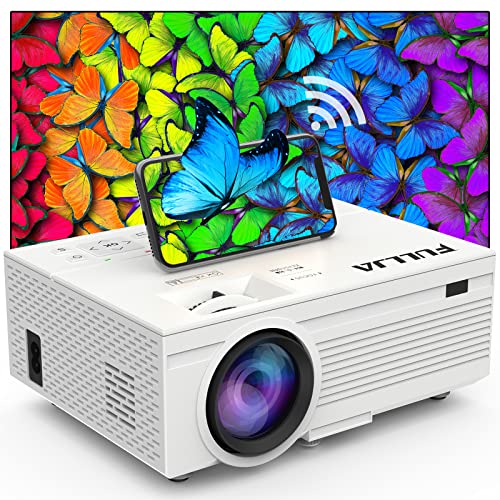 FULLJA WiFi Projector 1080P Small Bluetooth Movie Projector - Outdoor Portable Phone Video Projector With Screen Mirroring 8500L Home Theater Projector Compatible With Laptop iOS/Android /HDMI/PS4/VGA