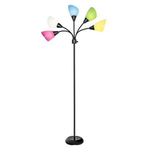 Style Selections 67-in Black 3-way Multi-head Floor Lamp with Plastic Shade