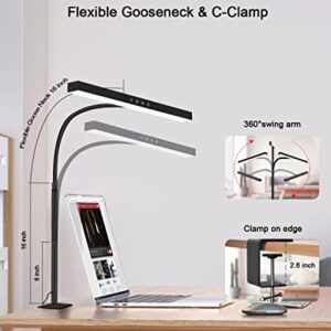 ANINO LED Desk Lamp with Clamp Monitor Light Flexible Gooseneck 3 Color Modes Stepless Dimmable,Clip On Light for Home Office Studio Reading Workbench,Architect Drafting Table Lamp,Easel Light 10W