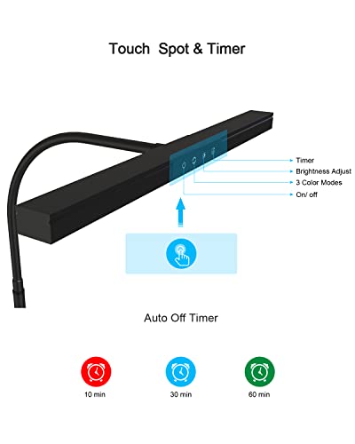 ANINO LED Desk Lamp with Clamp Monitor Light Flexible Gooseneck 3 Color Modes Stepless Dimmable,Clip On Light for Home Office Studio Reading Workbench,Architect Drafting Table Lamp,Easel Light 10W