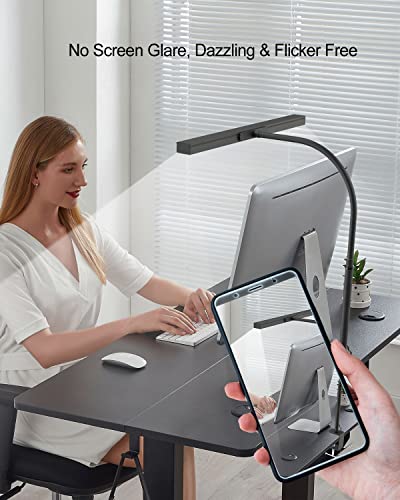 ANINO LED Desk Lamp with Clamp Monitor Light Flexible Gooseneck 3 Color Modes Stepless Dimmable,Clip On Light for Home Office Studio Reading Workbench,Architect Drafting Table Lamp,Easel Light 10W