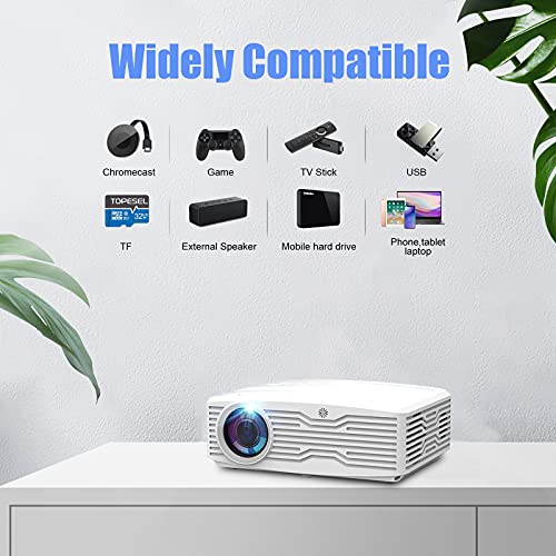 Upgraded Native 1080P Projector, 9500Lumens Full HD Projector, Smartphone Synchronization, Compatible with TV Stick/PS4/DVD Player/HDMI/AV/VGA for Indoor and Outdoor Movies