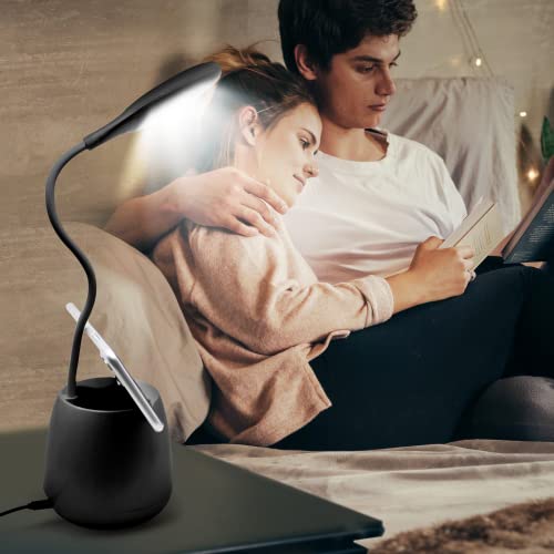 Aduro U-Light Aduro U-Light Desk Lamp Table Light with Wireless Speaker & Phone Stand Desk Organizer, Flexible Gooseneck Table Lamp - Perfect for Home Office Black