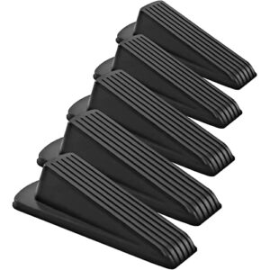 heavy duty door stoppers for bottom of door on floor,home rubber door stop on carpet/concrete/tile/linoleum/wood floor–suits any door, any floor(5 pack,black)