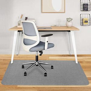 office chair mat for hardwood & tile floor, under desk chair mat for hard floor, computer gaming rolling chair rug, large anti-slip floor protector carpet for home ofiice – 48″x36″- light grey