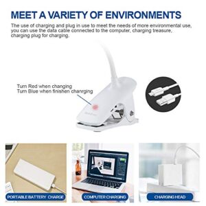 BobBros Led Desk Lamp for Kids,Portable Eye-Care White Desk Lamp with USB Charging Port, Flexible Goose Neck, 3 Dimming Levels,Touch Control