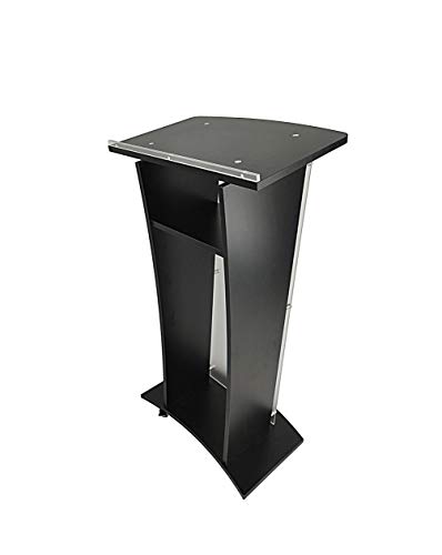 Acrylic Church Podium Pulpit Debate Conference Lectern Plexiglass Lucite Black Wood Shelf Cup Holder on Wheels 1803-5-BLACK-NPF