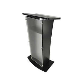 Acrylic Church Podium Pulpit Debate Conference Lectern Plexiglass Lucite Black Wood Shelf Cup Holder on Wheels 1803-5-BLACK-NPF