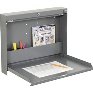 Global Industrial Folding Wall Mounted Shop Desk, Locking, 20" W x 3-3/8"D x 16-3/8"H, Gray