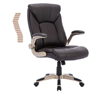 chizzysit home office chair，light luxury metal managerial chairs & executive chairs，tilt function pu leather office desk chair with leather flip armrest